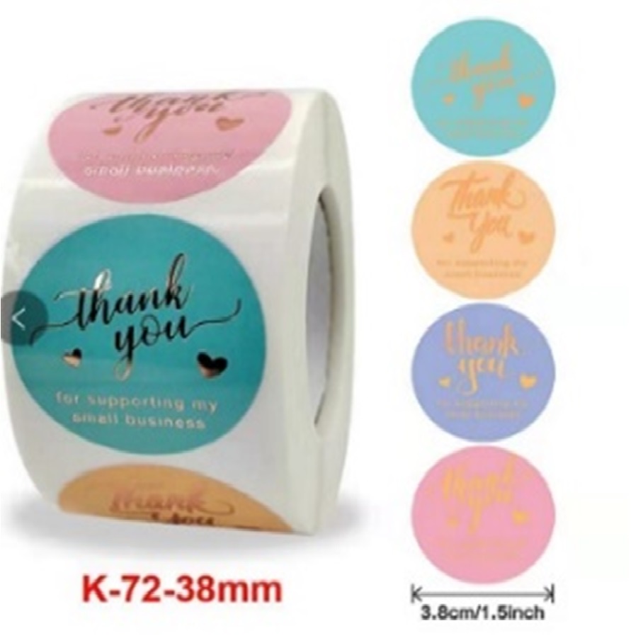 Stiker Label Sticker Kado Ucapan Thank You Terima Kasih Per Roll 3.8Cm ...