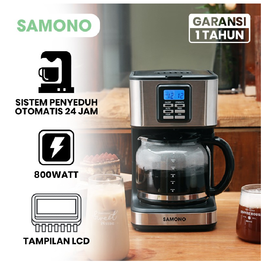 Coffee Maker Otomatis 1.8L 800W Desain Ergonomis SW-CMEB18 Hitam ...