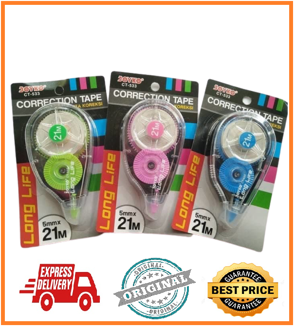 CORRECTION TAPE JOYKO CT 533 / TIP EX 21 METER LONG LIVE / TIPEX ROLL ...