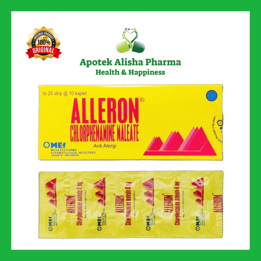 Alleron Tablet (Pack 5 Strip) - Aleron CTM Tablet Obat Alergi / Biduran ...