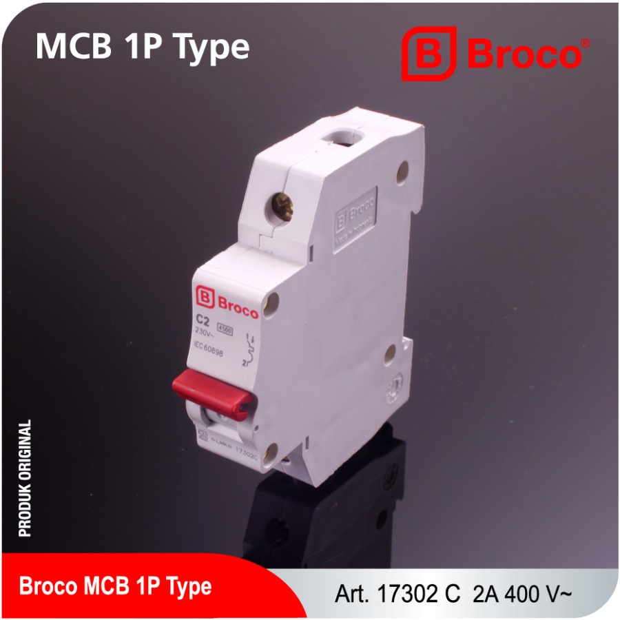 MCB BROCO 2A C2 2 AMPERE 1P 17302C MINI CIRCUIT BREAKER | Lazada Indonesia