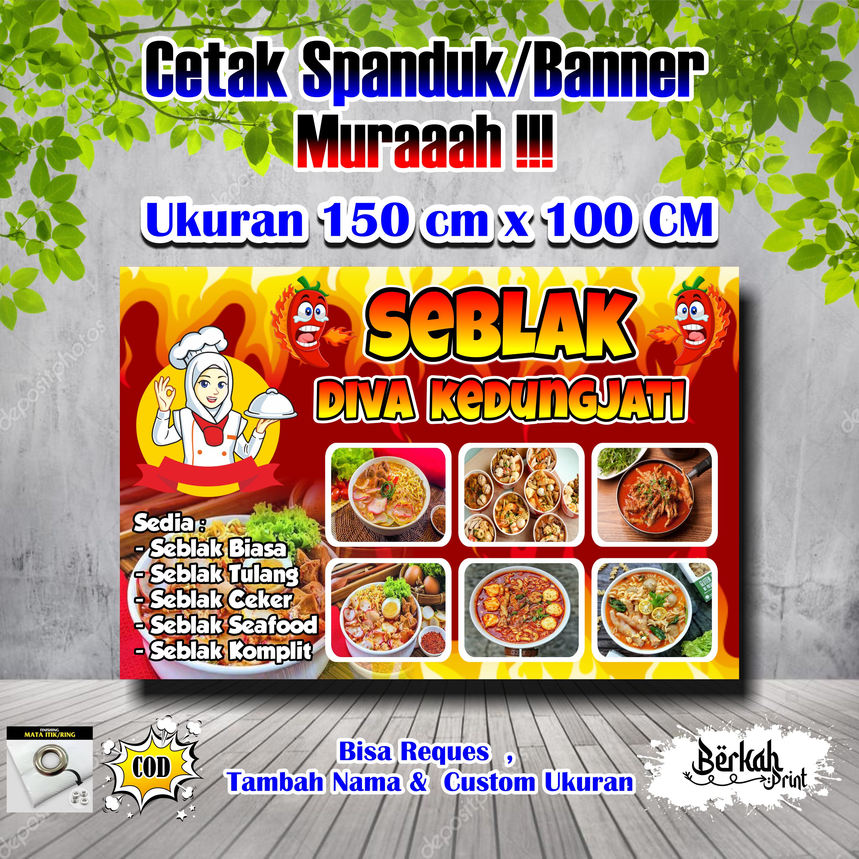 Spanduk Banner Warung Seblak ukuran 150 cm x 100 cm | Lazada Indonesia
