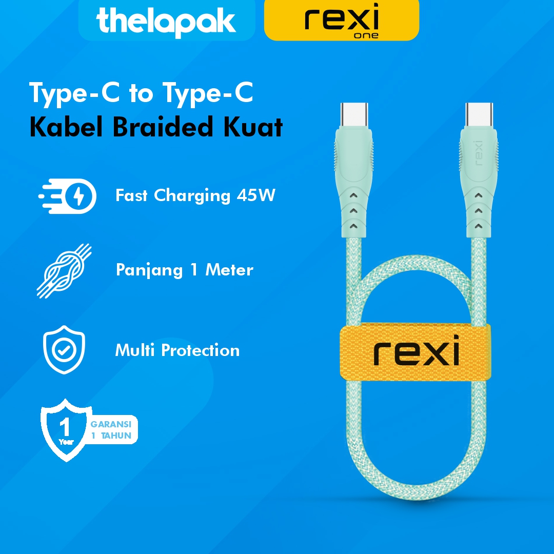 Kabel Data Type C to Type-C 45W Rexi KI01-CC Cable Type-C Fast Charging ...
