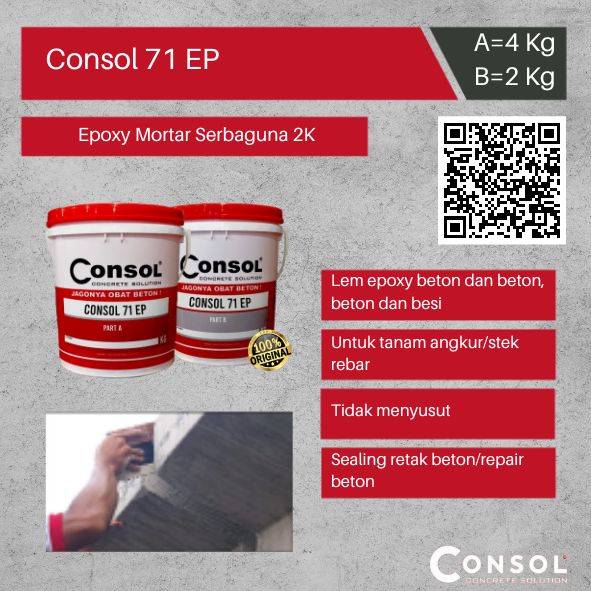 Consol 71 EP Perekat Waterproofing Anti Bocor Untuk Sambungan Beton Lama dan Beton Baru 6kg ...