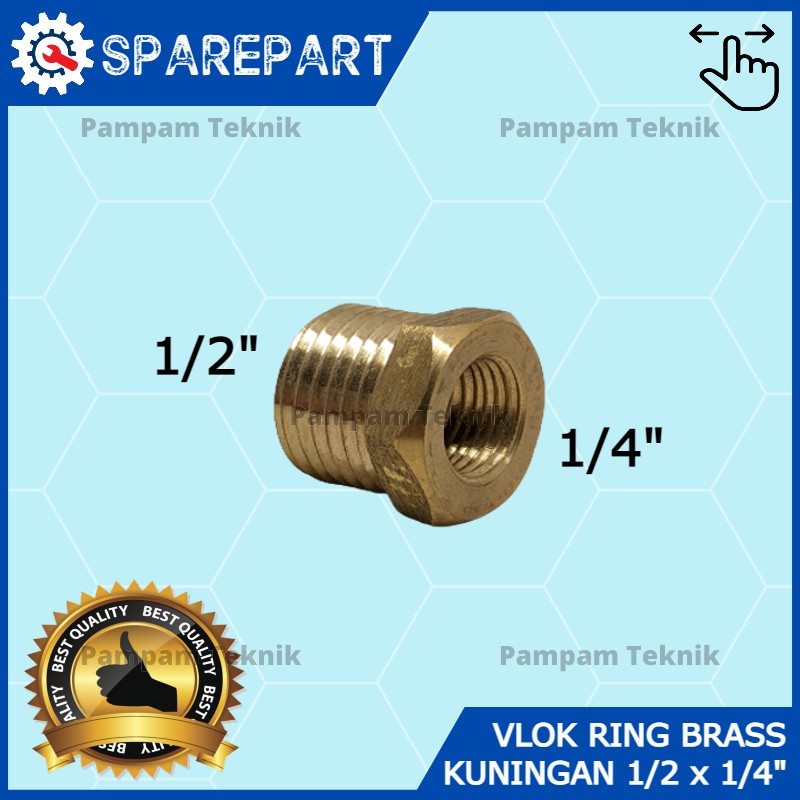 BUSHING / VLOK RING DRAT 1/4 x 1/2 Inch VOLK RING KUNINGAN 1/4" x 1/2 ...