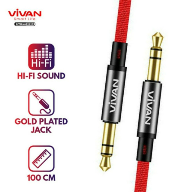 KABEL VIVAN AUX01 KABEL AUX 1M AUDIO SPEAKER HI-FI JACK 3.5MM NYLON CABLE GARANSI RESMI | Lazada ...