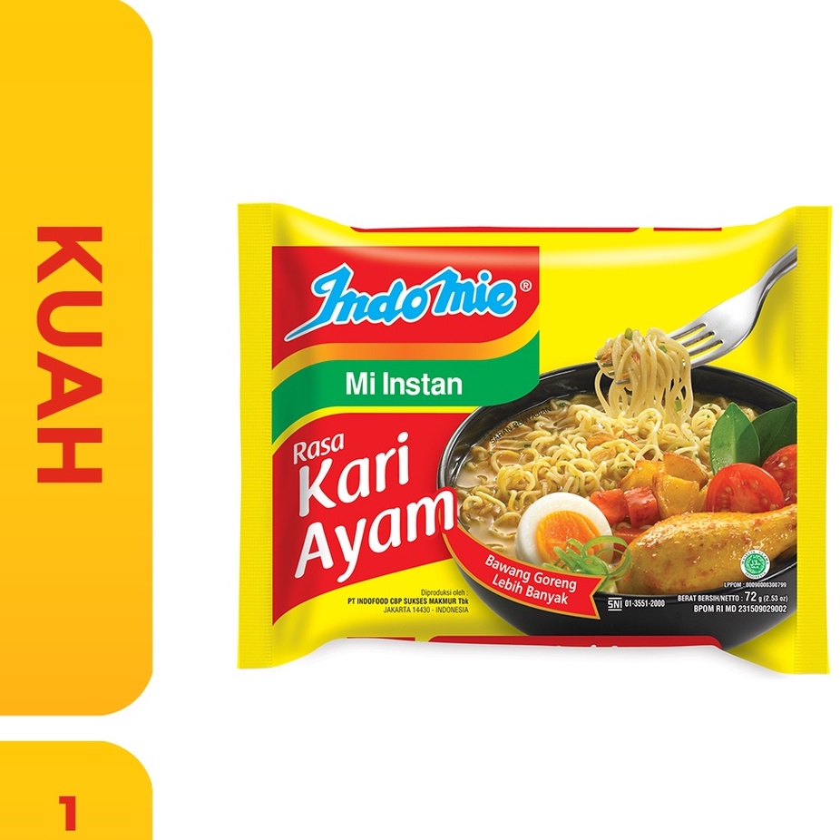【NFT】 (1 bungkus) Indomie Kuah Rasa Kari Ayam 70g Mie Mi Rebus Seleraku ...