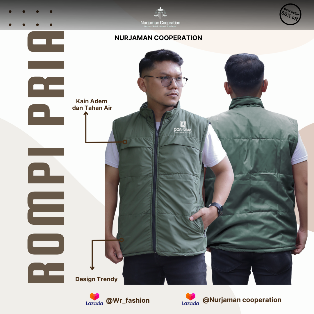jaket rompi outdoor consina / rompi pelindung dada semi waterproof ...