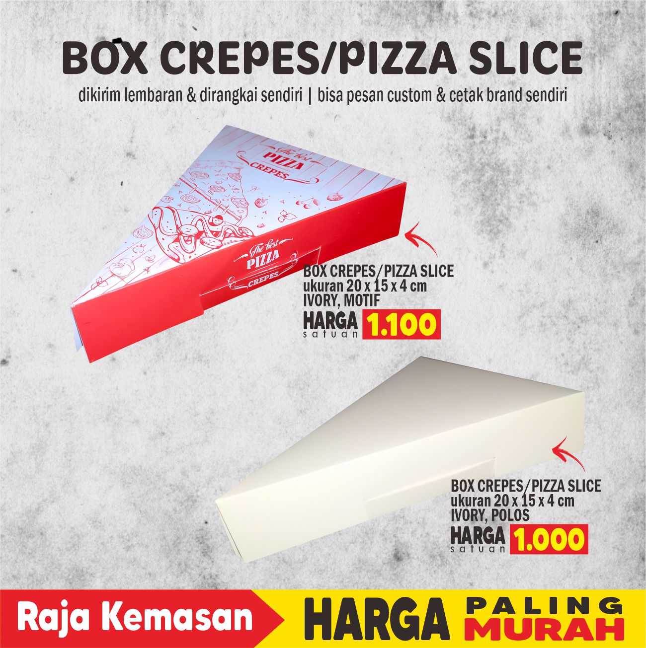 BOX CREPES, BOX PIZZA SLICE IVORY POLOS (isi 50 pcs) | Lazada Indonesia