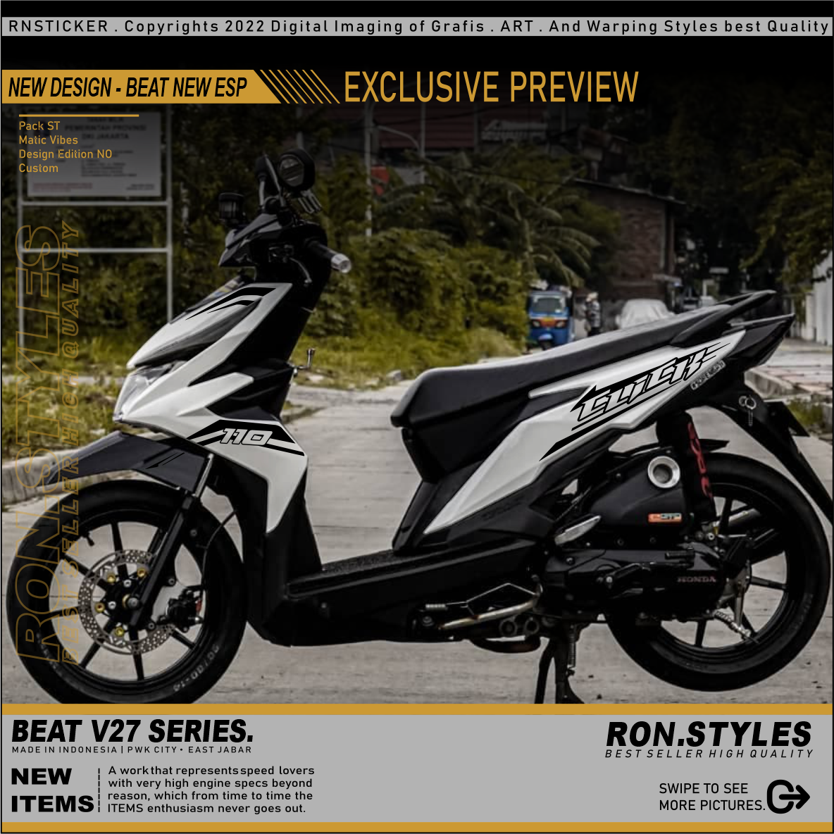 BTV27 Cutting Sticker Striping Variasi Beat New Click Striping Beat New ...