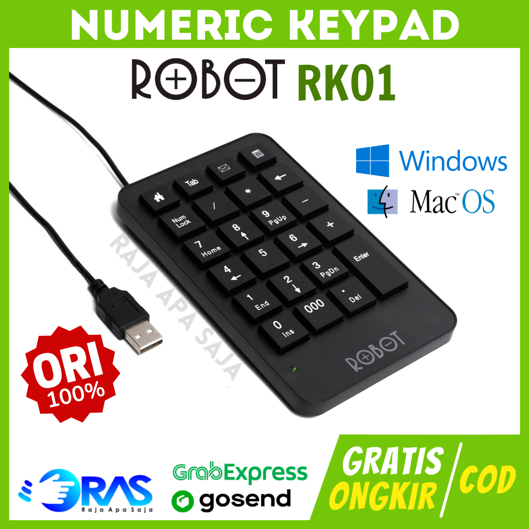 Keyboard Angka Numeric Keypad Robot RK01 - Keyboard USB Kabel Numberic Keybord Kibord Kiboard ...