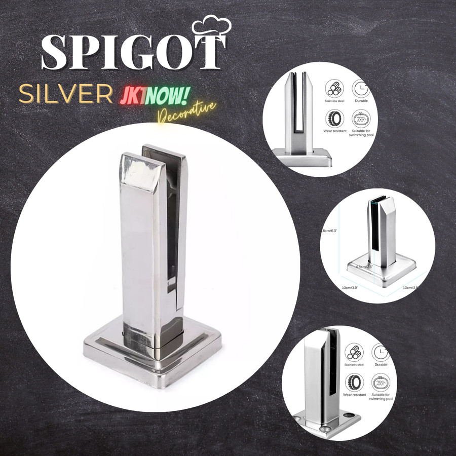 Stainless SPIGOT Mirror Silver Glass Fitting - Penjepit & Ambalan Kaca ...
