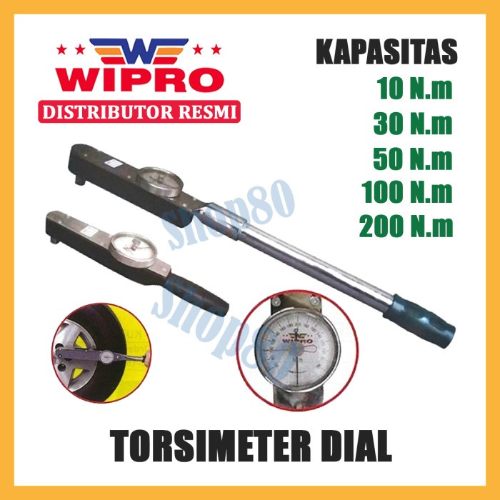 Wipro Kunci Momen Torsi Torsimeter Torque Meter 10 30 50 100 200 Nm 3/8 ...