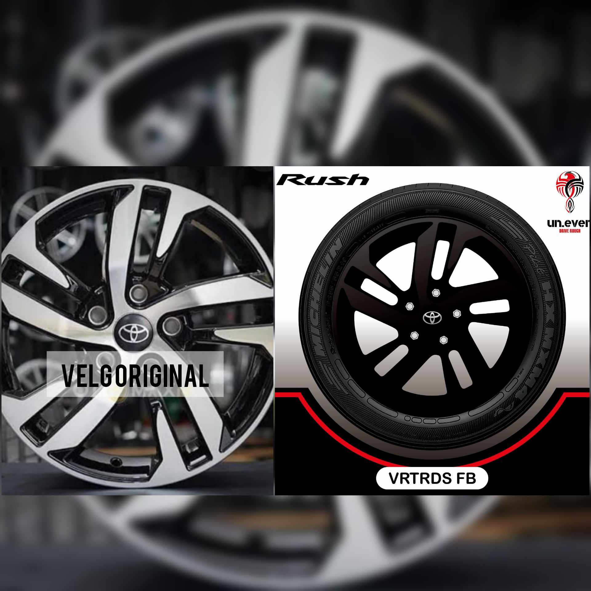 STICKER VELG RUSH TRD FULL BLACK | Lazada Indonesia