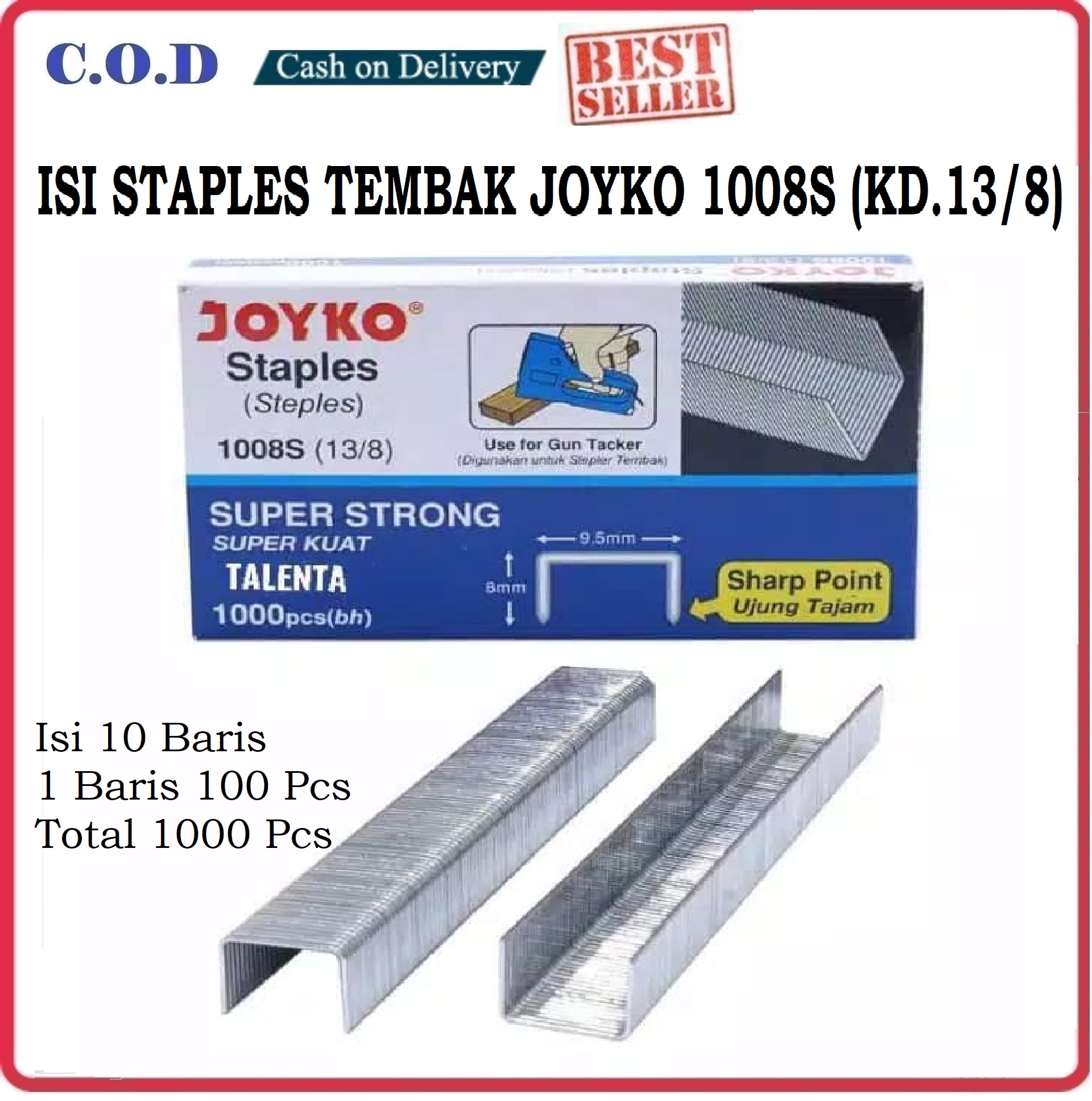 ( 1 KOTAK ) Isi Staples Tembak Joyko 13/8 - Refill Gun Tacker Joyko ...