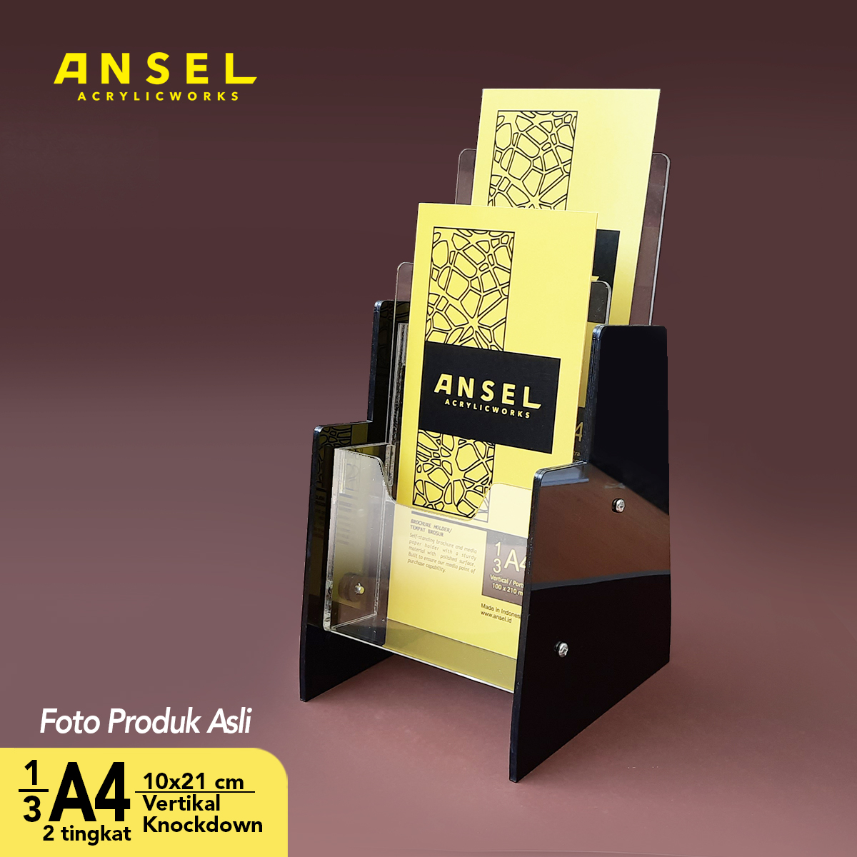 ANSEL Tempat Brosur Akrilik / Acrylic Flyer Tingkat - 1/3 A4 -Tipe C 2 ...