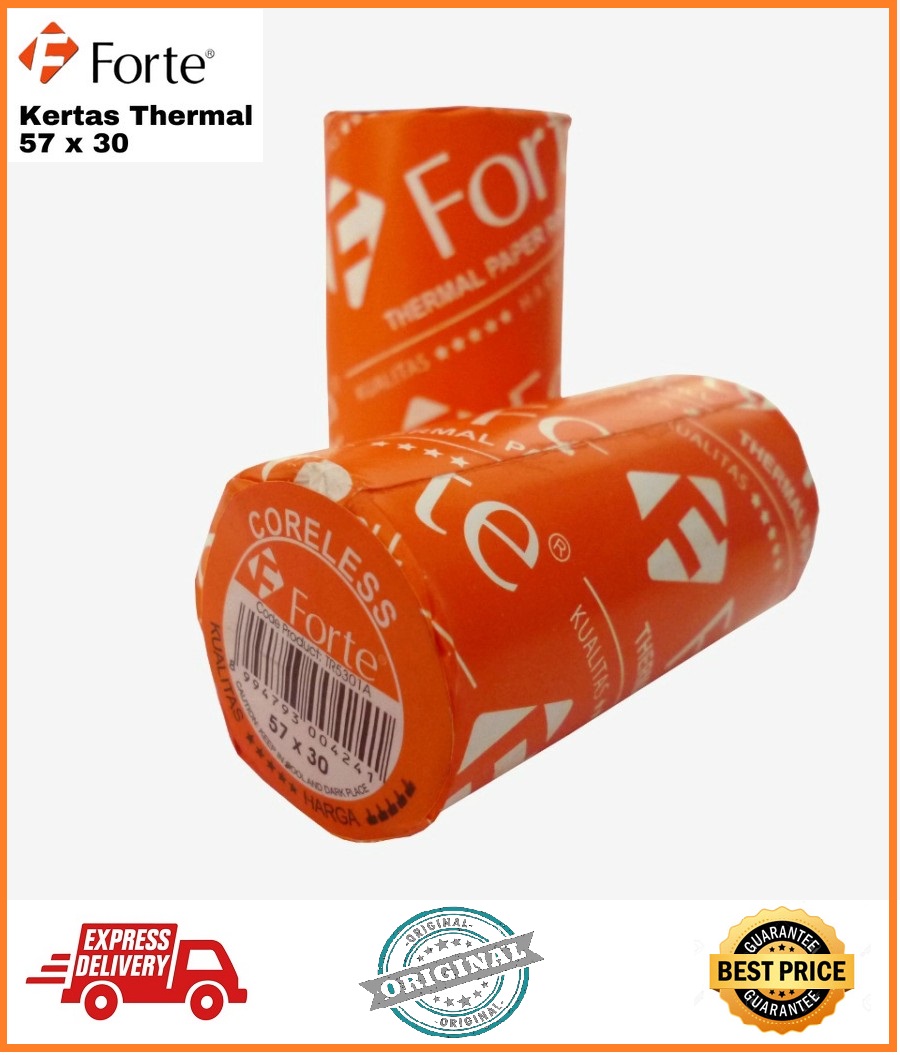 KERTAS THERMAL 57 X 30 TANPA CORE FORTE 1 ROLL/KERTAS STRUK KASIR ...