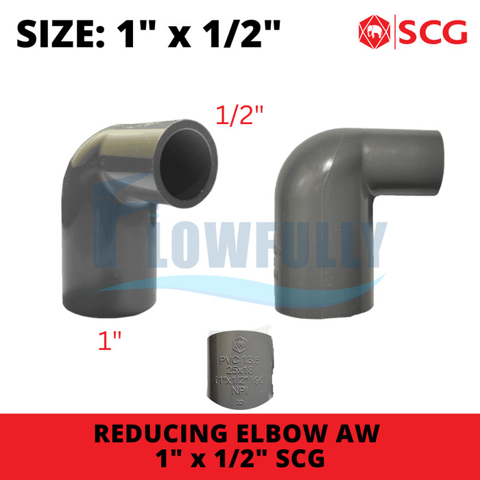 REDUCING ELBOW AW 1 x 1/2 SCG PVC TS REDUCER VERLOP VLOK OVERLOOP KNEE ...