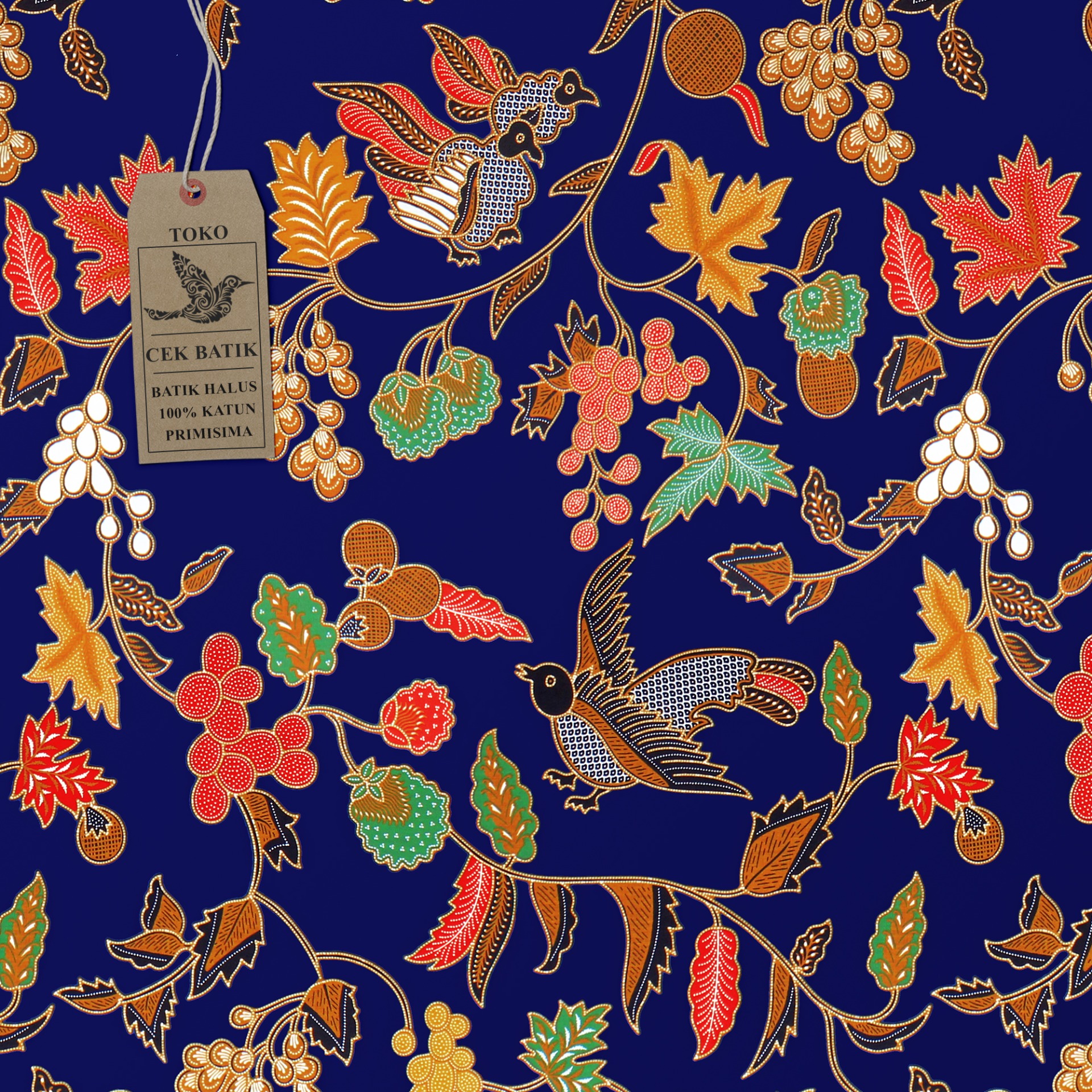 kain batik - Motif Burung Dasar Warna (Biru, Kuning, Merah, Orange dan ...