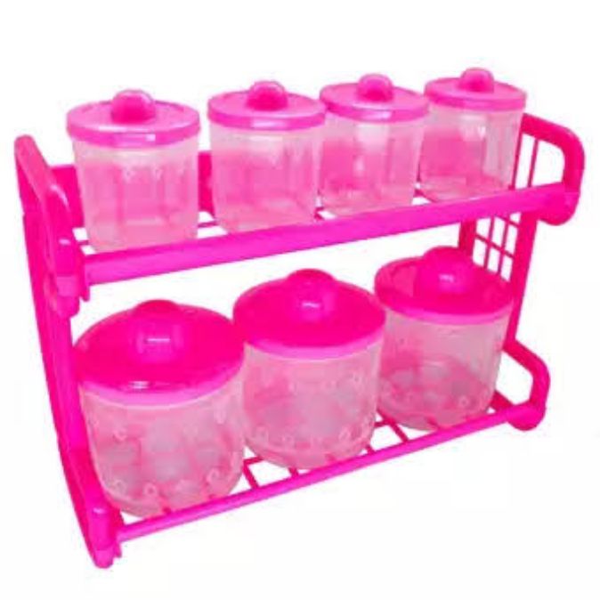 Rak Bumbu Dapur Susun 2/Tempat Garam/Gula/Toples Plastik/Kitchen Set ...