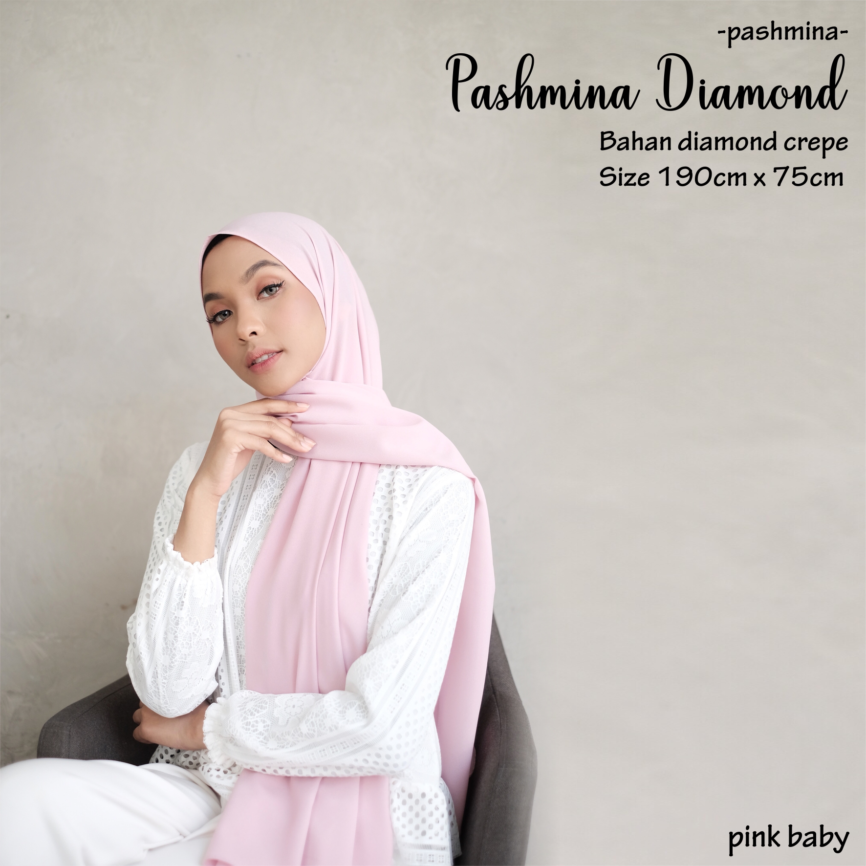Pashmina Diamond -Bahan Kain Diamond Crepe -Lembut Mudah Di bentuk ...