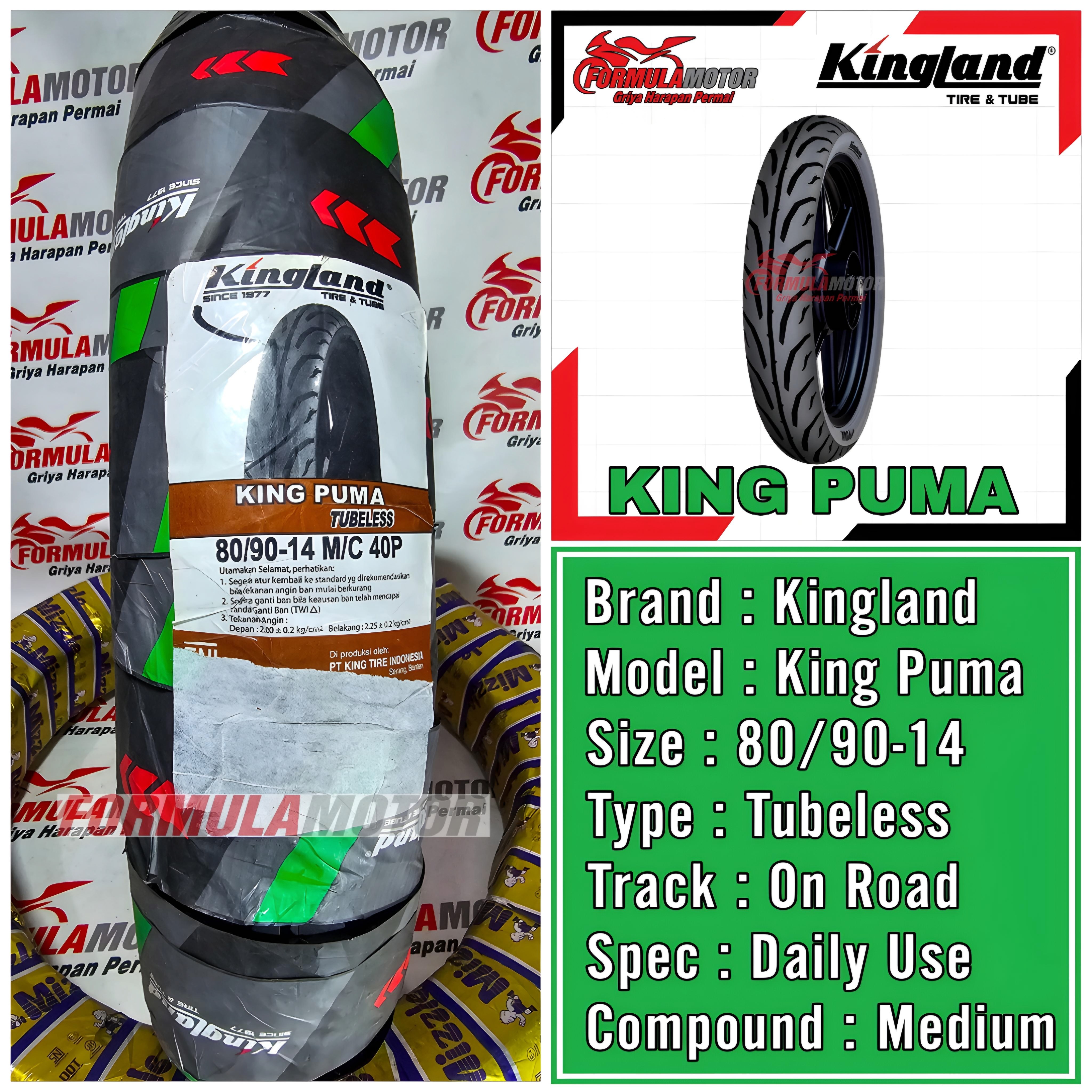 Kingland King Puma Ring 14 Tubeless All Size - Ban Motor Matic Tubles ...