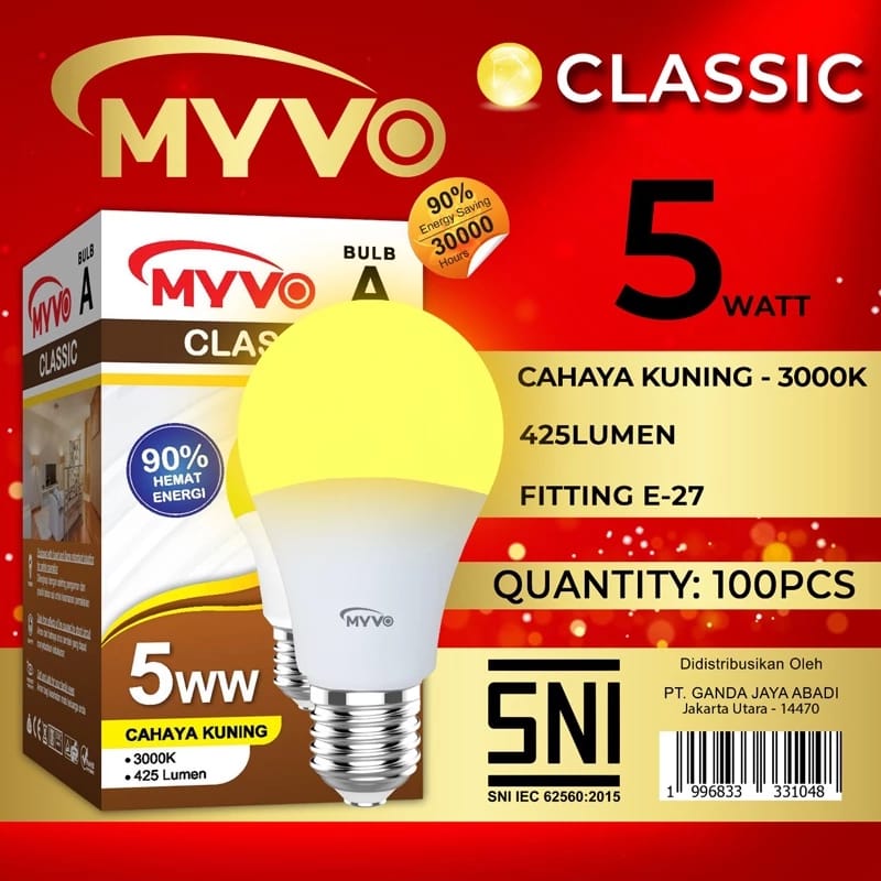MYVO CLASSIC LAMPU LED KUNING A BULB 5 WATT | Lazada Indonesia