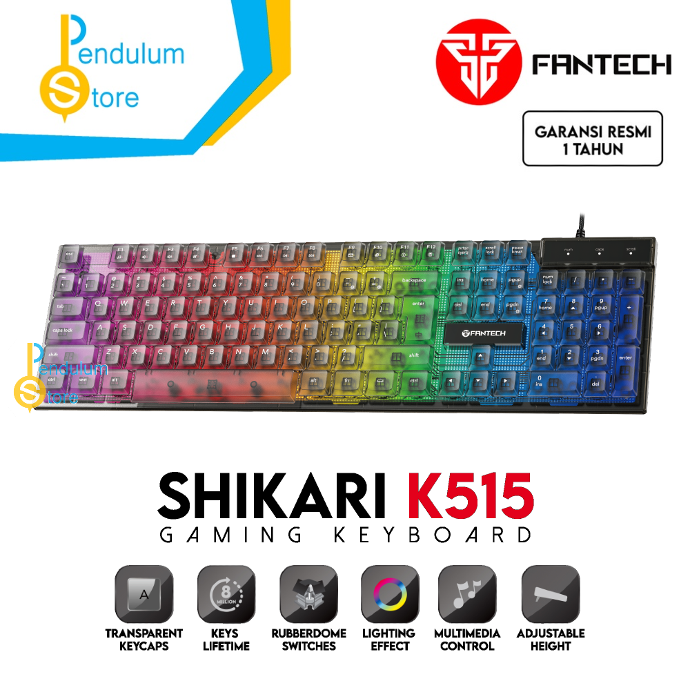 Fantech SHIKARI K515 Keycaps Transparan Keyboard Gaming RGB Anti-ghosting Membrane Keyboard ...