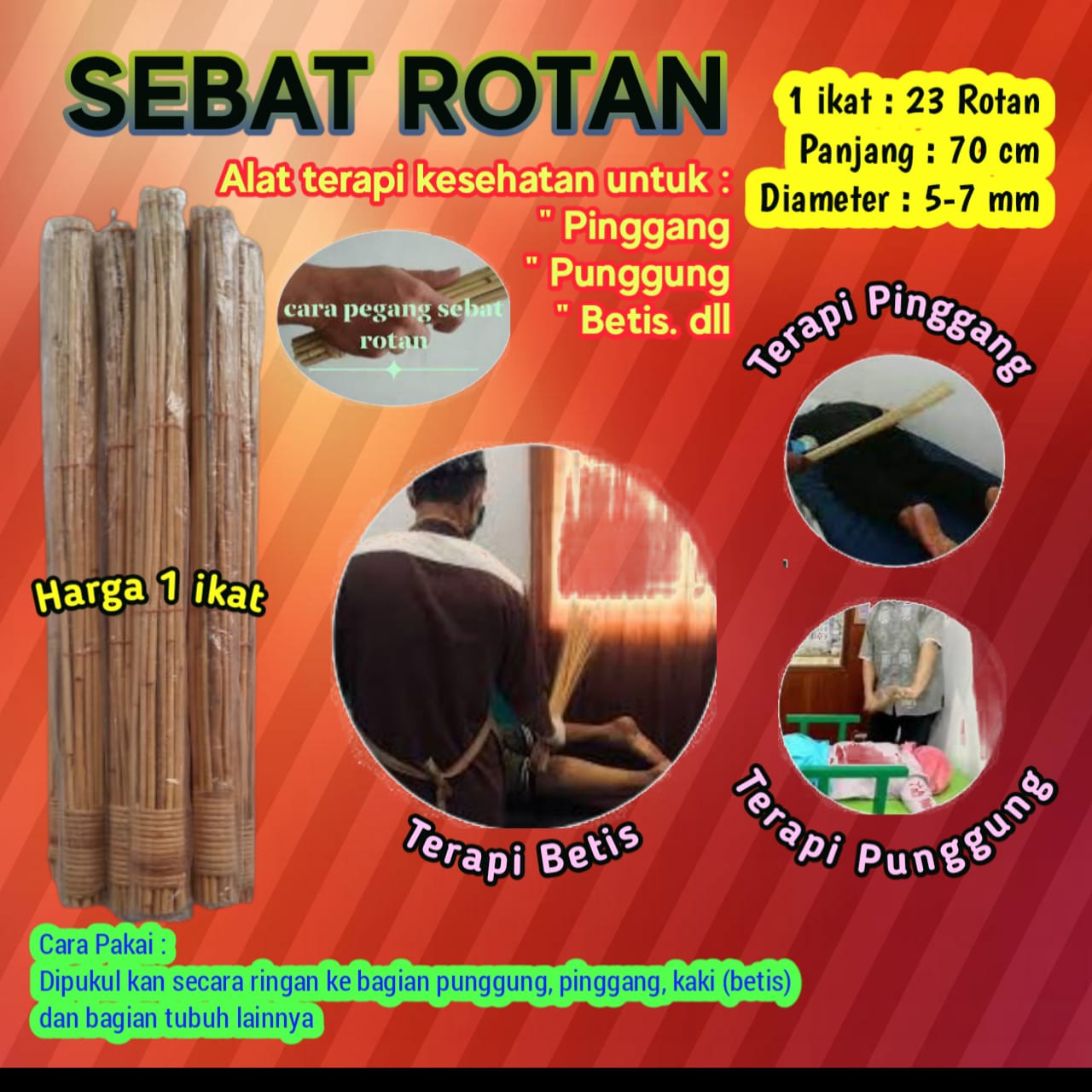 Sapu Rotan Terapi - Alat Terapi Kesehatan Manual Sebat Rotan Untuk ...