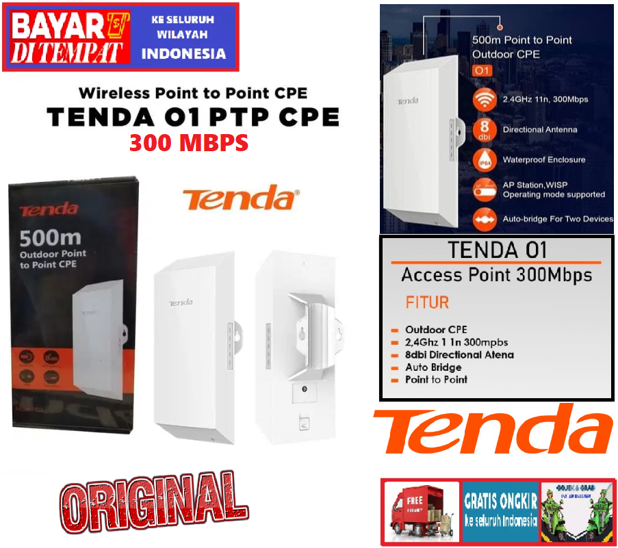 TENDA O1 500m Outdoor Point To Point CPE - TENDA 01 Wireless Router ...