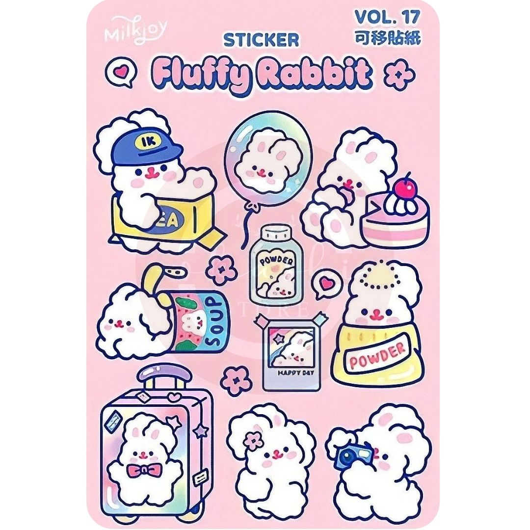 Sticker Fluffy Rabbit Aesthetic Sudah Cutting Tinggal Tempel | Lazada ...