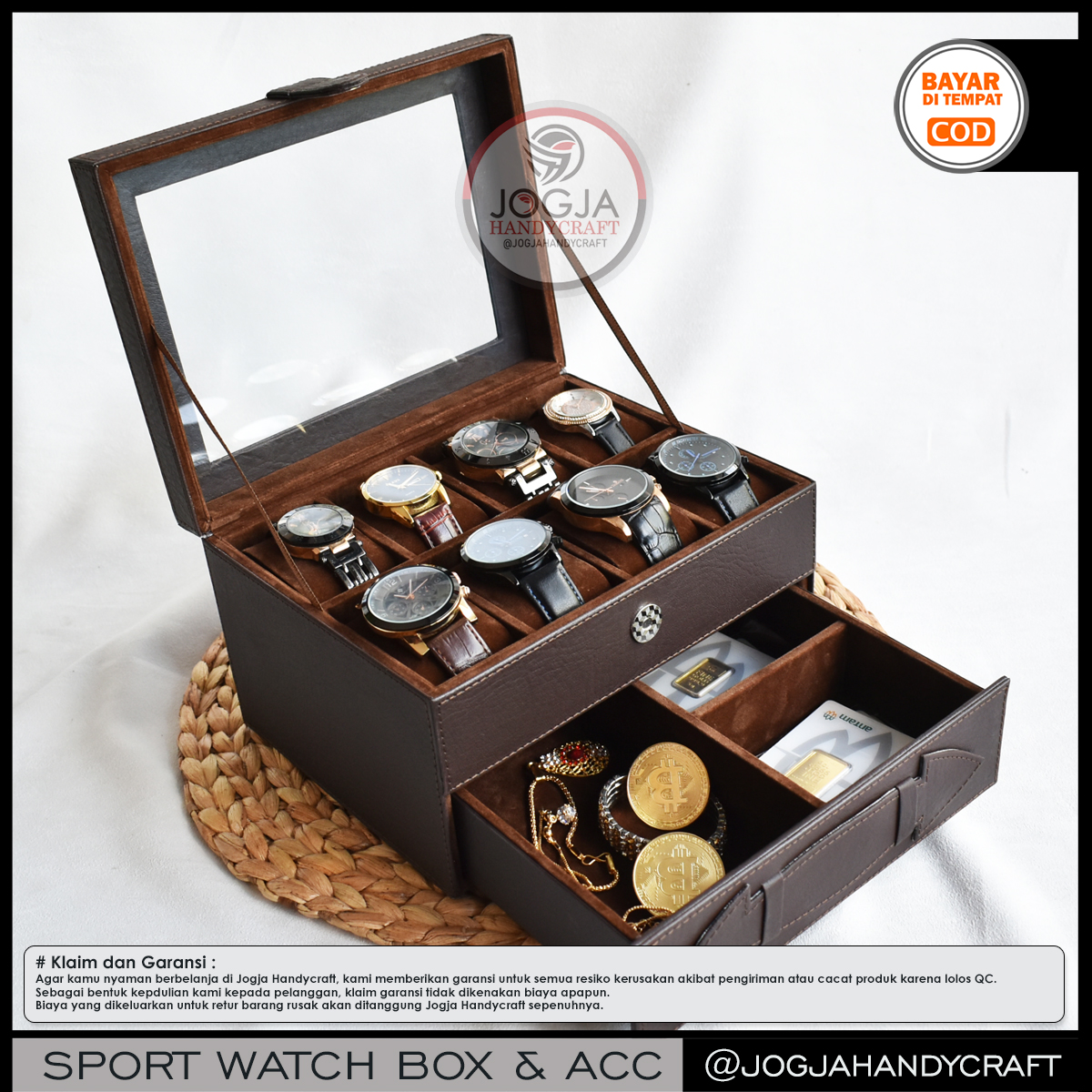 NEW PREMIUM - Box Kotak Tempat Jam Tangan Sport Kapasitas 8 Tempat Jam ...