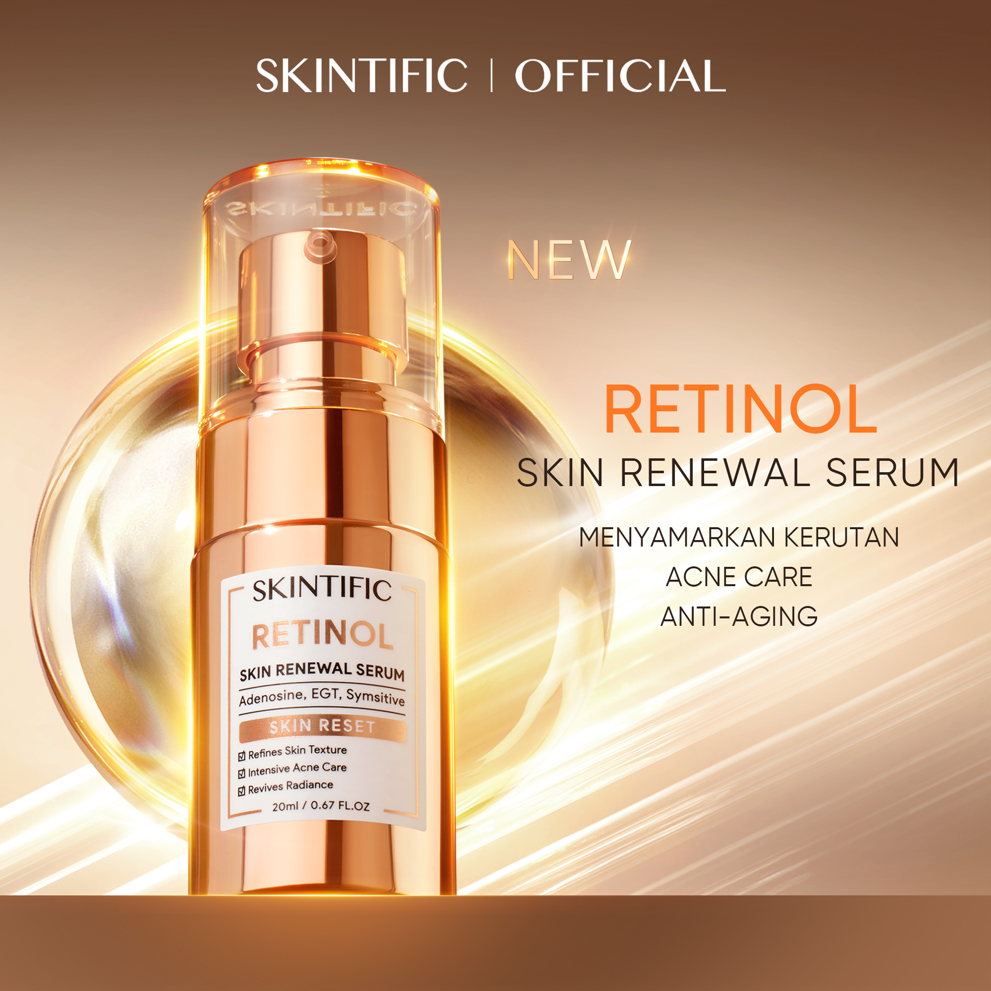 SKINTIFIC - Retinol Skin Renewal Serum 20ml | Retinoid Memudarkan Garis ... SKINTIFIC - Retinol Skin Renewal Serum 20ml | Retinoid Memudarkan Garis ...