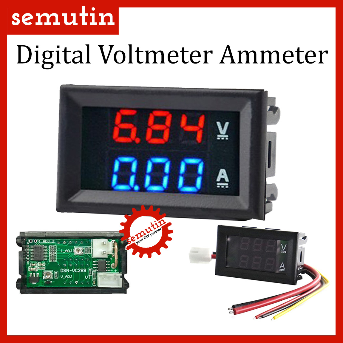 DC 100V 10A Voltmeter Ammeter Digital / Amperemeter Amper Voltaga Meter ...