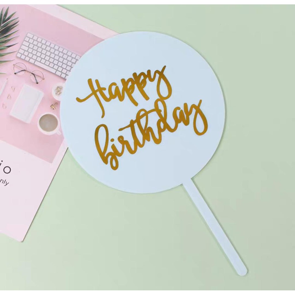 CAKE TOPPER HAPPY BIRTHDAY BULAT AKRILIK 05 / HIASAN KUE HBD BULAT ...