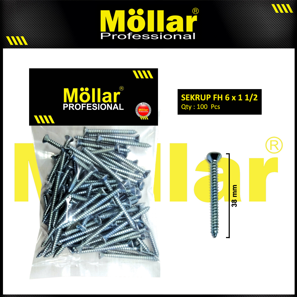 Mollar 93-050 Couplers FH 6x1-1/2 Bolt Screw Tapping Screw 100 Pcs ...