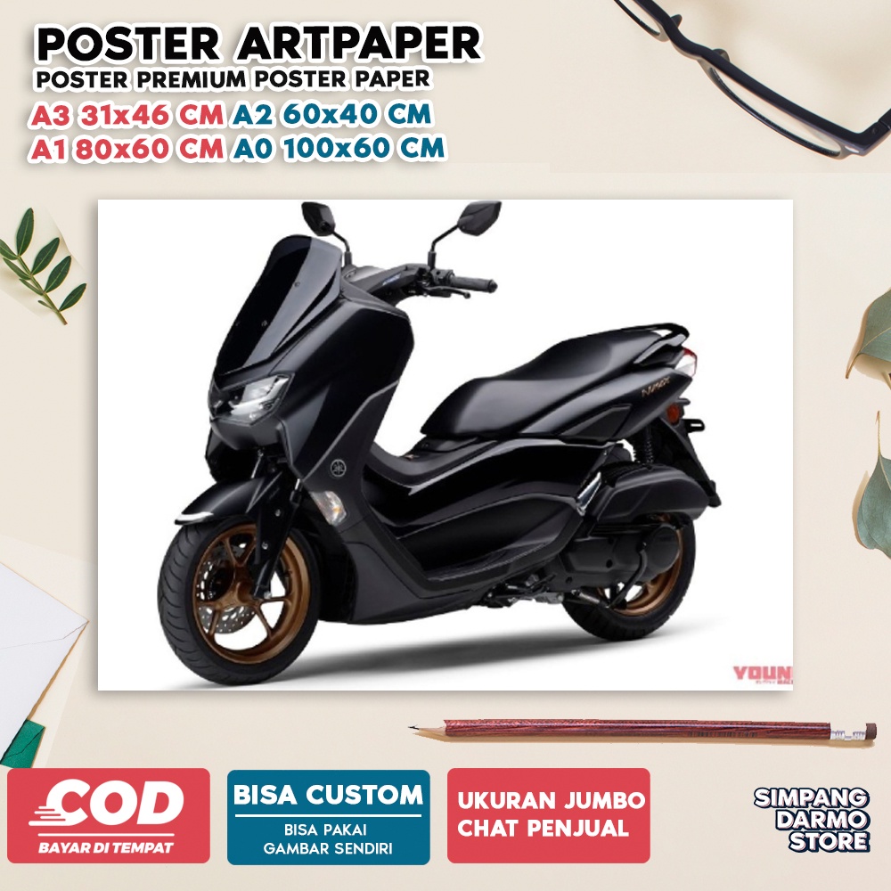 Poster Motor Yamaha Berbagai jenis NMAX AEROX Mio Bisa custom gambar ...