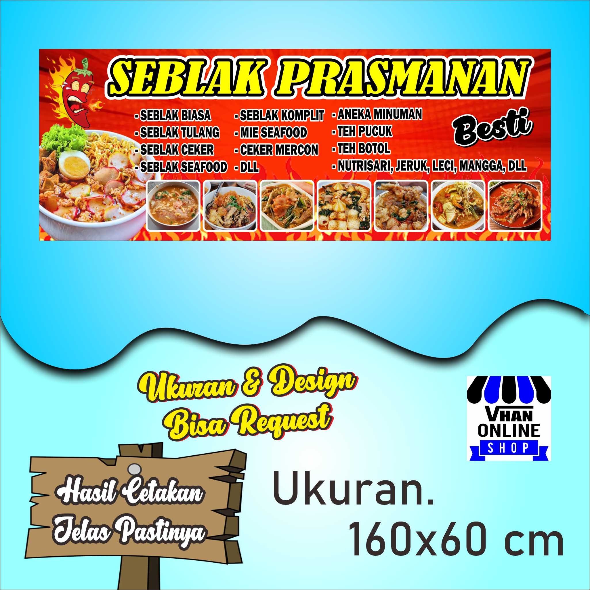 Backdrop, Banner Spanduk Seblak Prasmanan, Model Merah, Murah Bagus ...