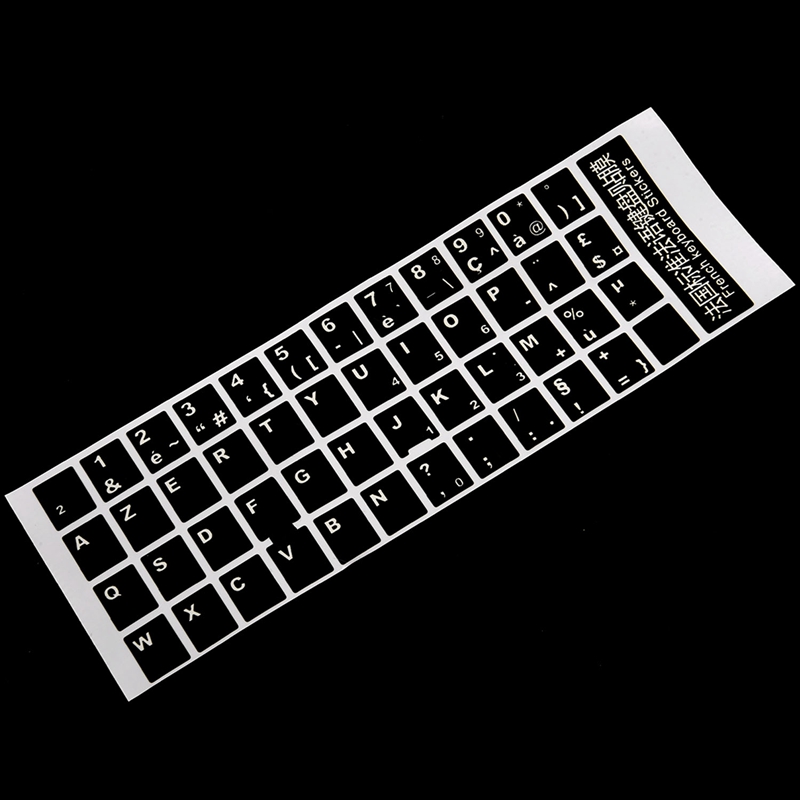 White Letters French Azerty Keyboard Sticker Cover Black for Laptop PC ...