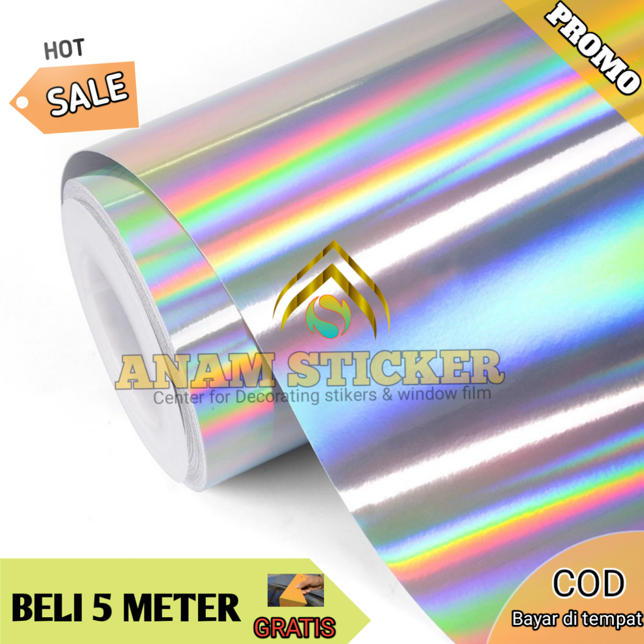 STIKER HOLOGRAM/STICKER PELANGI/SKOTLET HOLOGRAM/STICKER LASER CROME ...