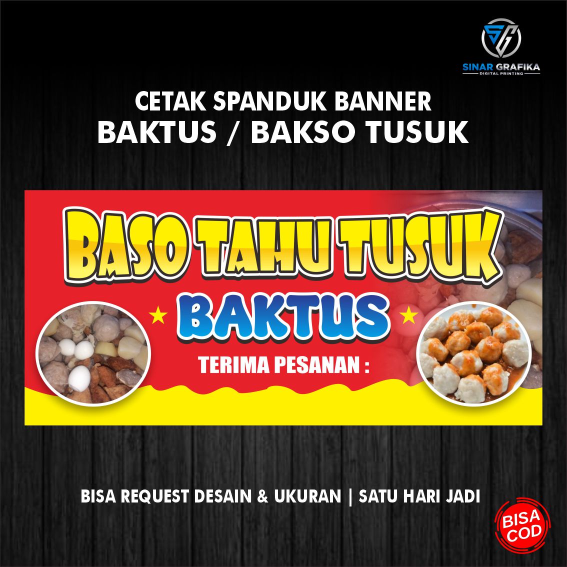 CETAK SPANDUK BAKSO TUSUK, BISA REQUEST DESAIN | FREE | Lazada Indonesia