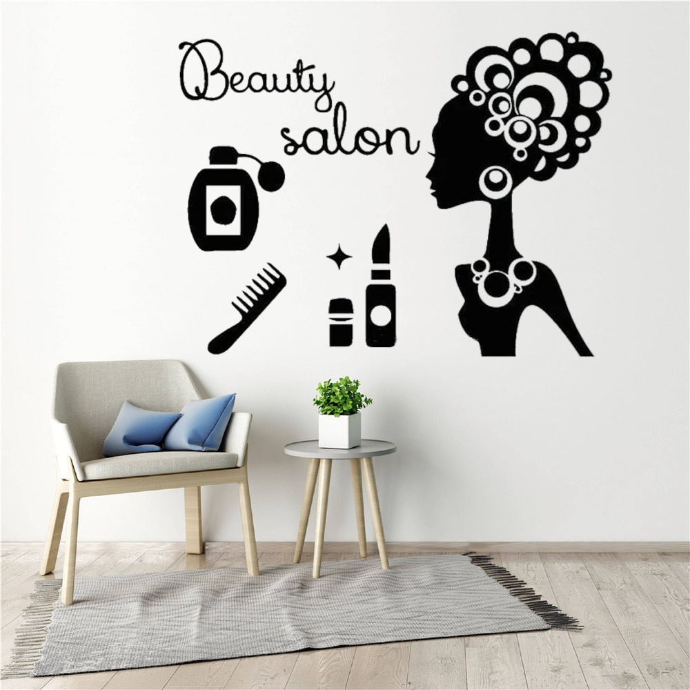 Stiker Dinding Salon Kecantikan Bisa Custom Beautiful Woman Wall Decal ...