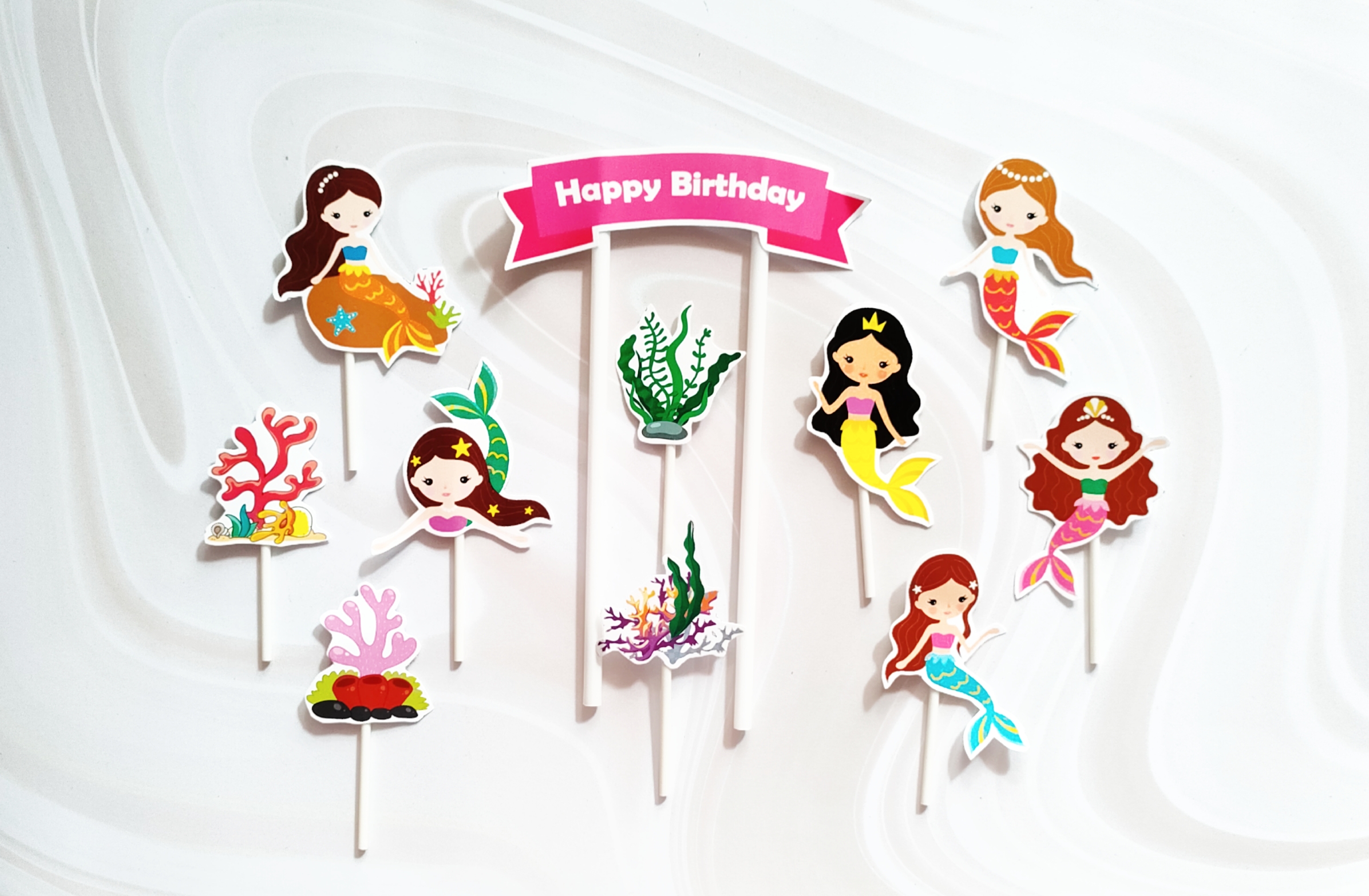 satu set isi 11 cake topper toper hiasan kue ulang tahun karakter ...