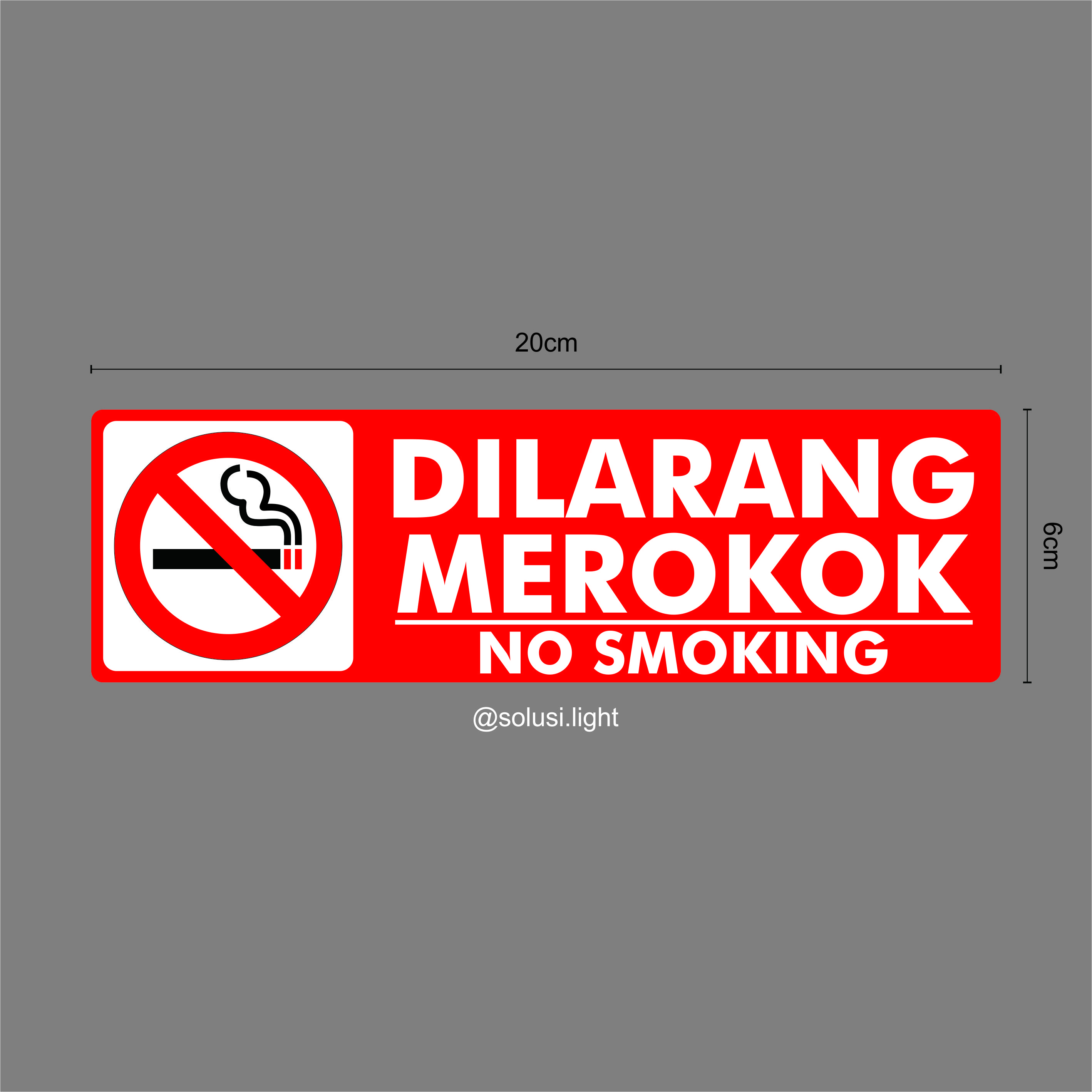 Stiker DILARANG MEROKOK Sticker NO SMOKING 20 x 6cm Vinyl Waterproof ...