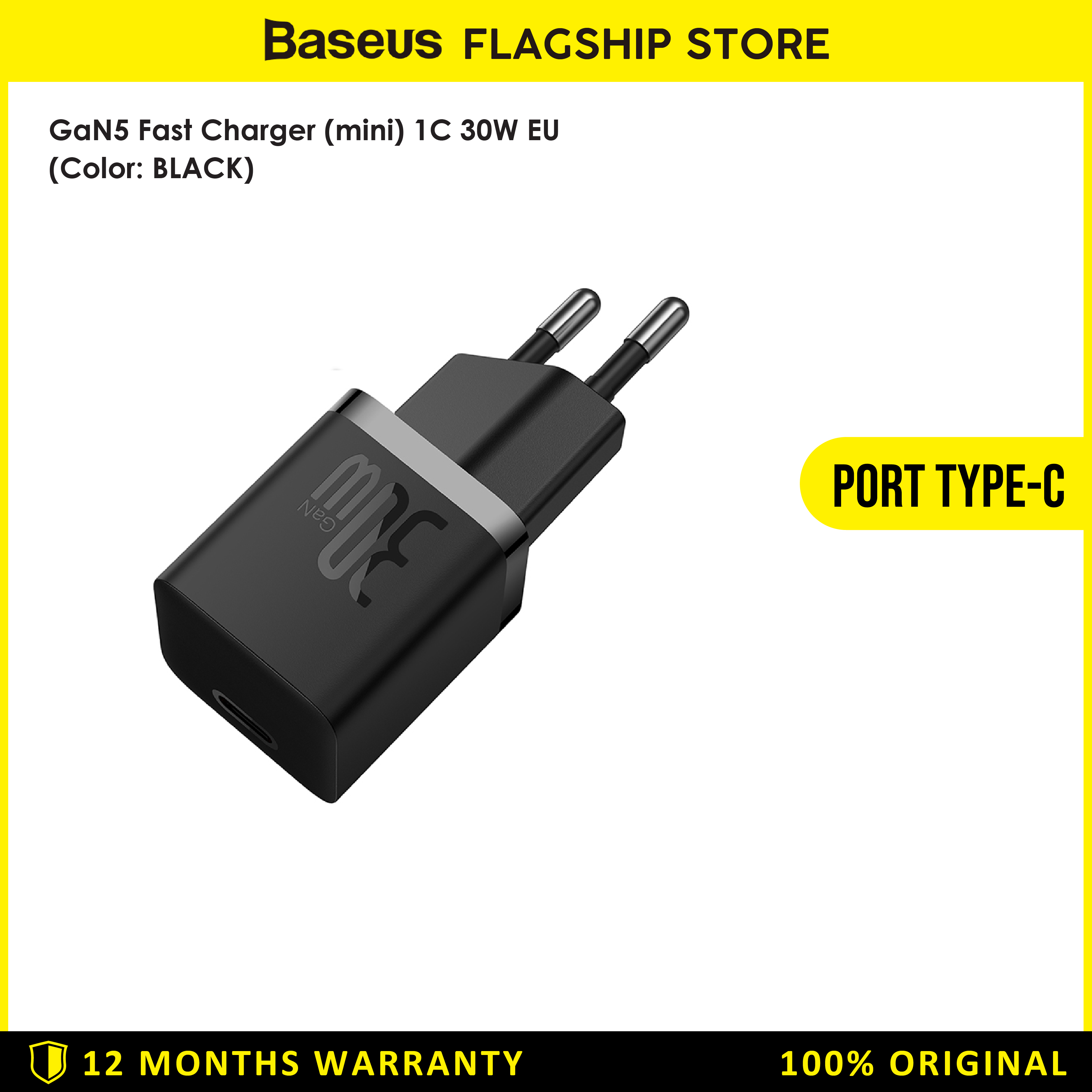 Baseus GaN5 Fast Charger Adaptor (mini) 1C 30W EU | Lazada Indonesia