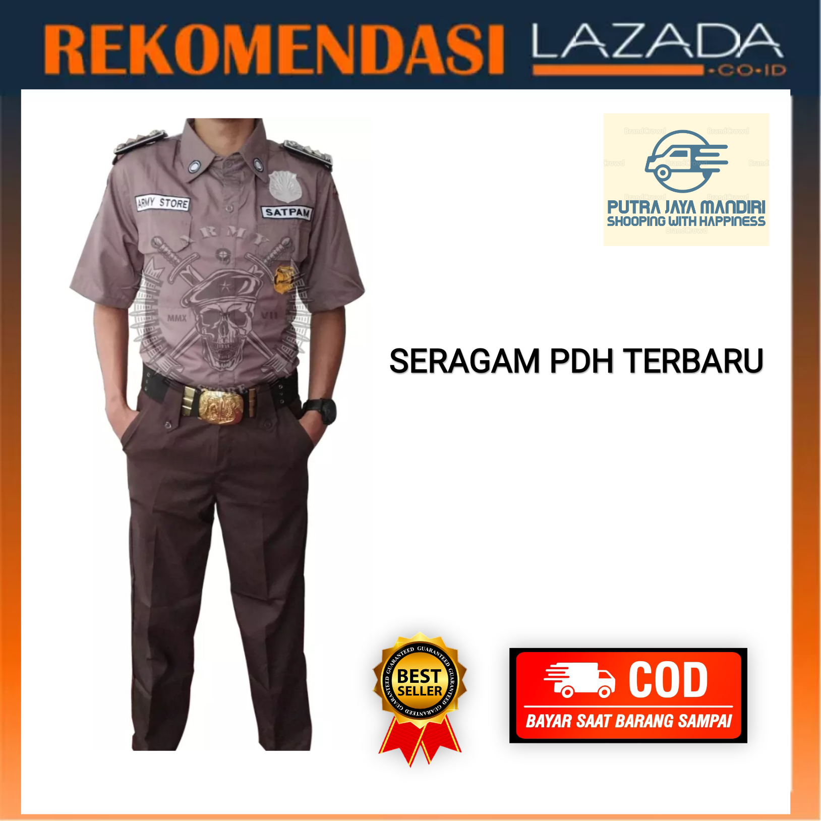 COD || Setelan Seragam PDH Satpam Security Coklat dan Cream Terbaru ...