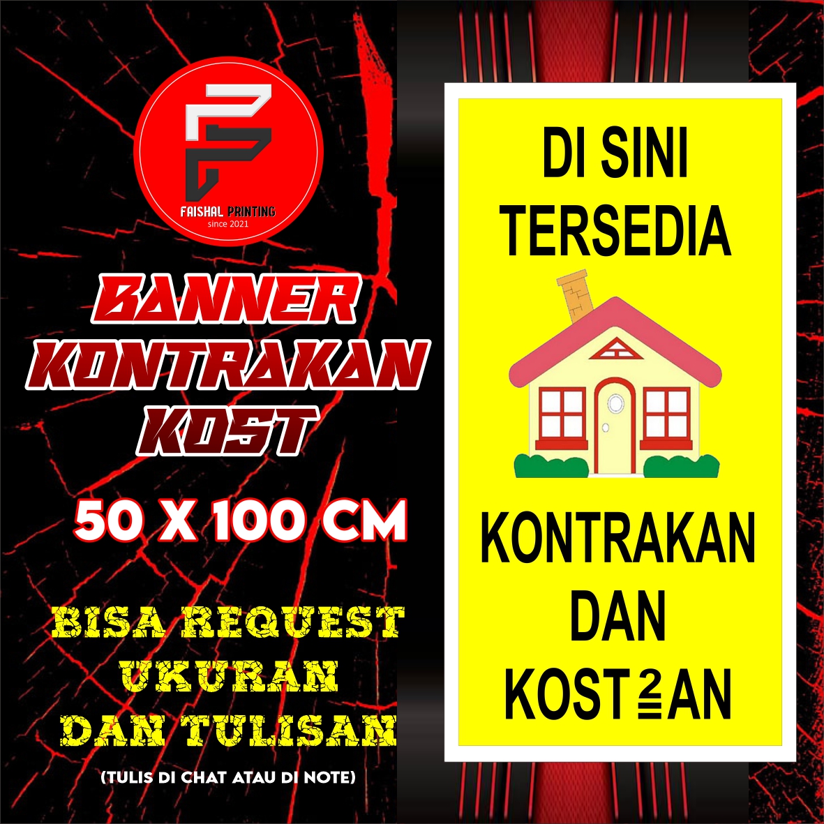 Banner Kontrakan / Banner Kost Kost / Spanduk Kontrakan Ukuran 50 x 100 ...