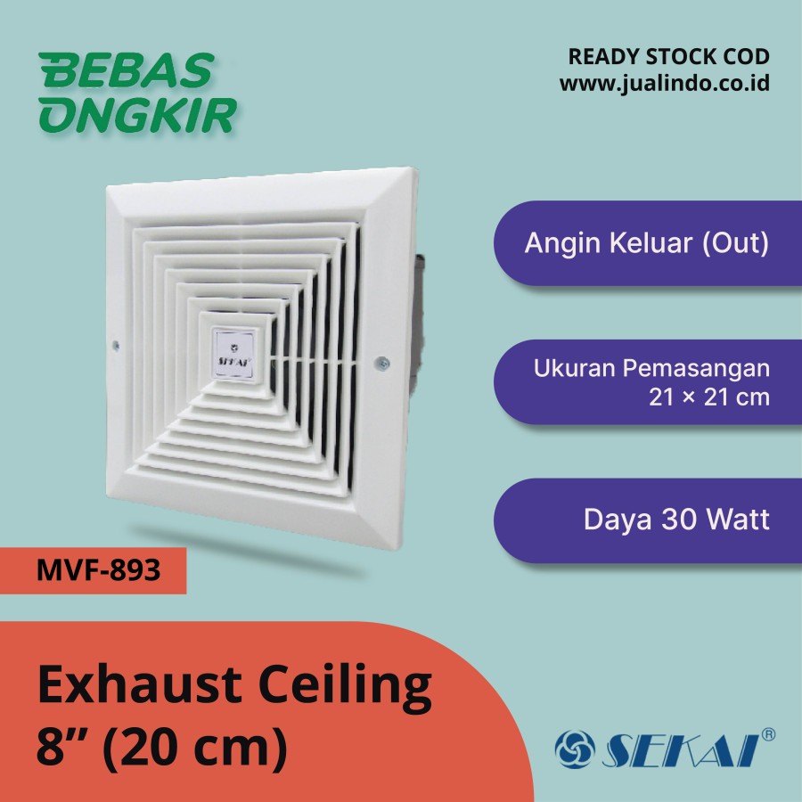 HEXOS FAN/EXHAUST FAN PLAFON SEKAI MVF 893/SEKAI MV 1091 - DILENGKAPI ...