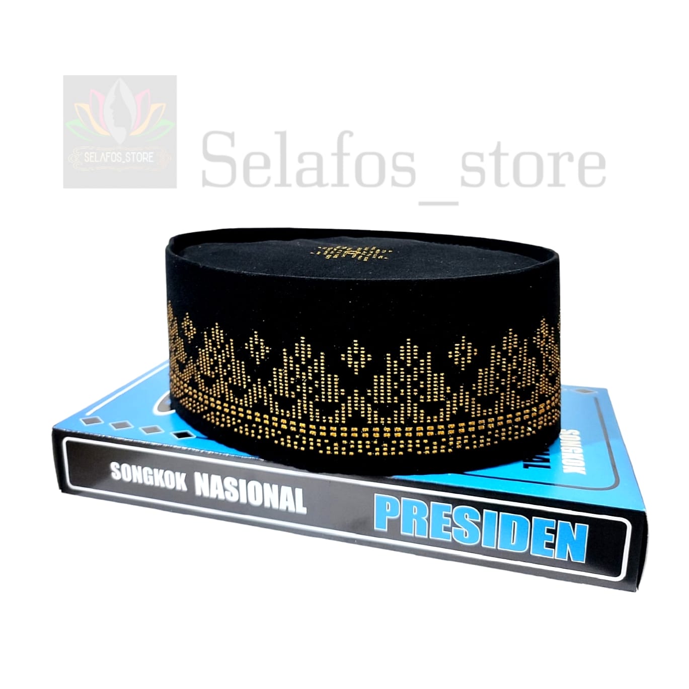 PECI SONGKOK KOPIAH HITAM MOTIF BATIK HITAM BLACK TINGGI 9CM - PECI ...