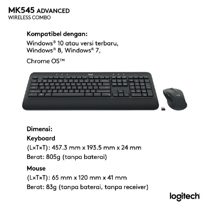 Logitech Keyboard MK545 Advanced Wireless OriginaL | Lazada Indonesia